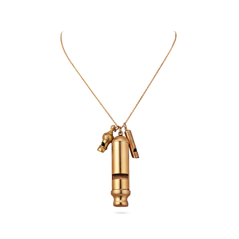 Yellow Gold Whistle Necklace at 1stDibs