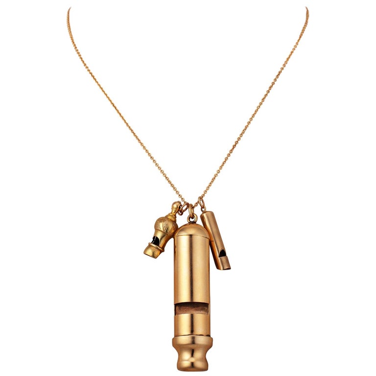 Yellow Gold Whistle Necklace at 1stDibs