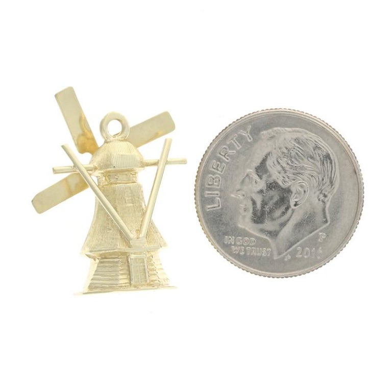 Yellow Gold Windmill Charm, 14k Holland Travel Souvenir Moves For Sale ...