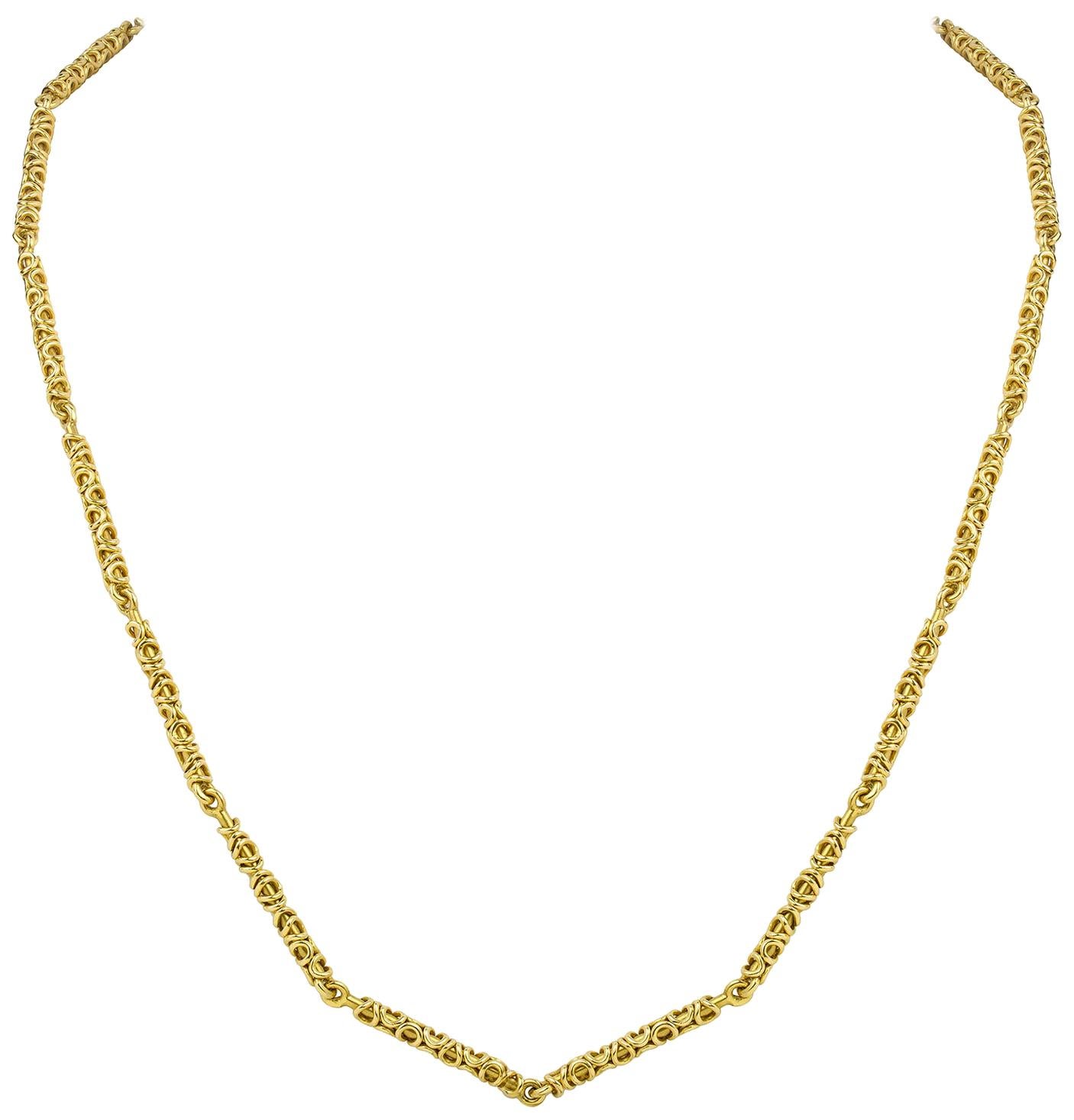 Bold Yellow Gold Zig-Zag Pattern Necklace at 1stDibs