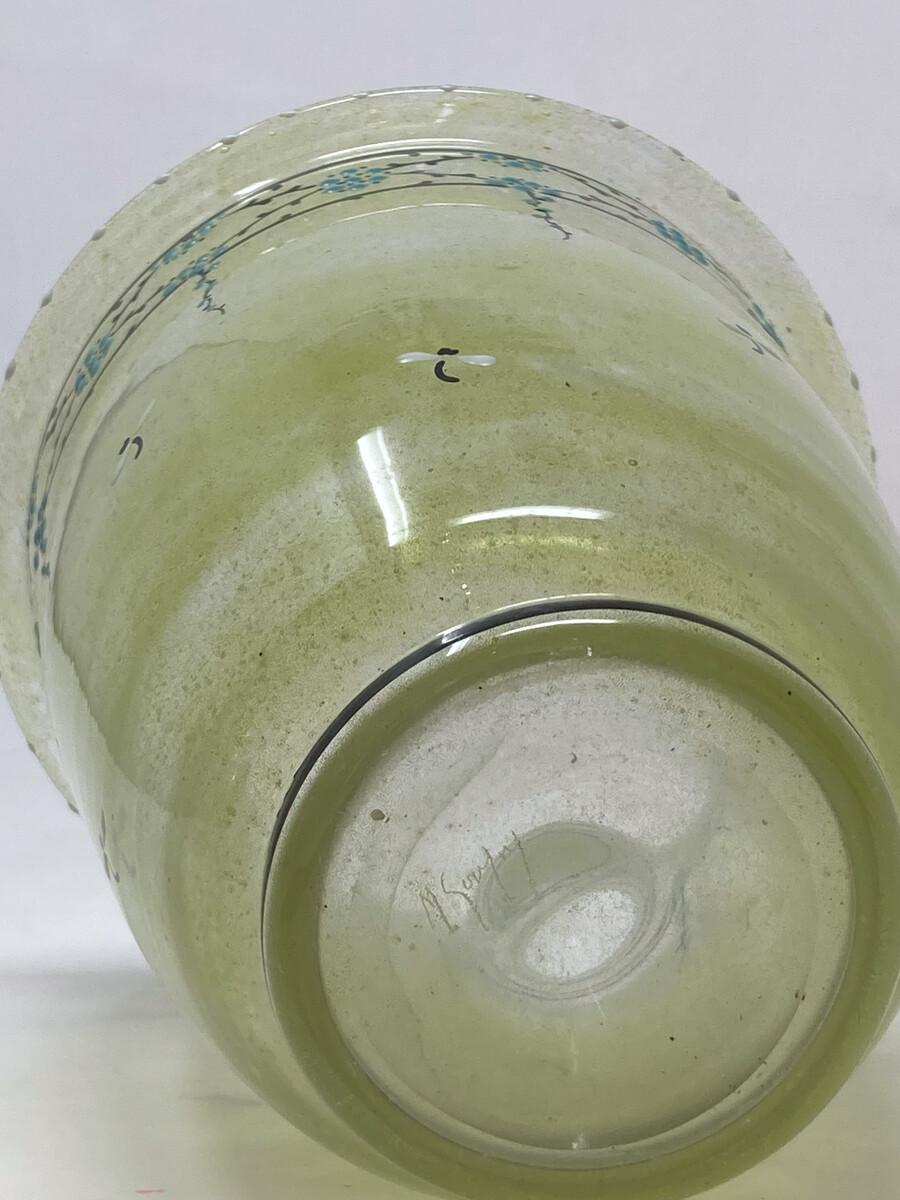 Yellow/green Glass Vase by Marcel Goupy For Sale at 1stDibs