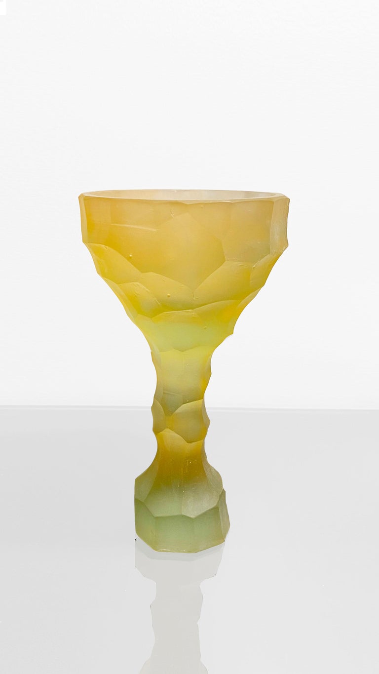 Yellow Hand-Sculpted Crystal Glass by Alissa Volchkova For Sale at 1stDibs