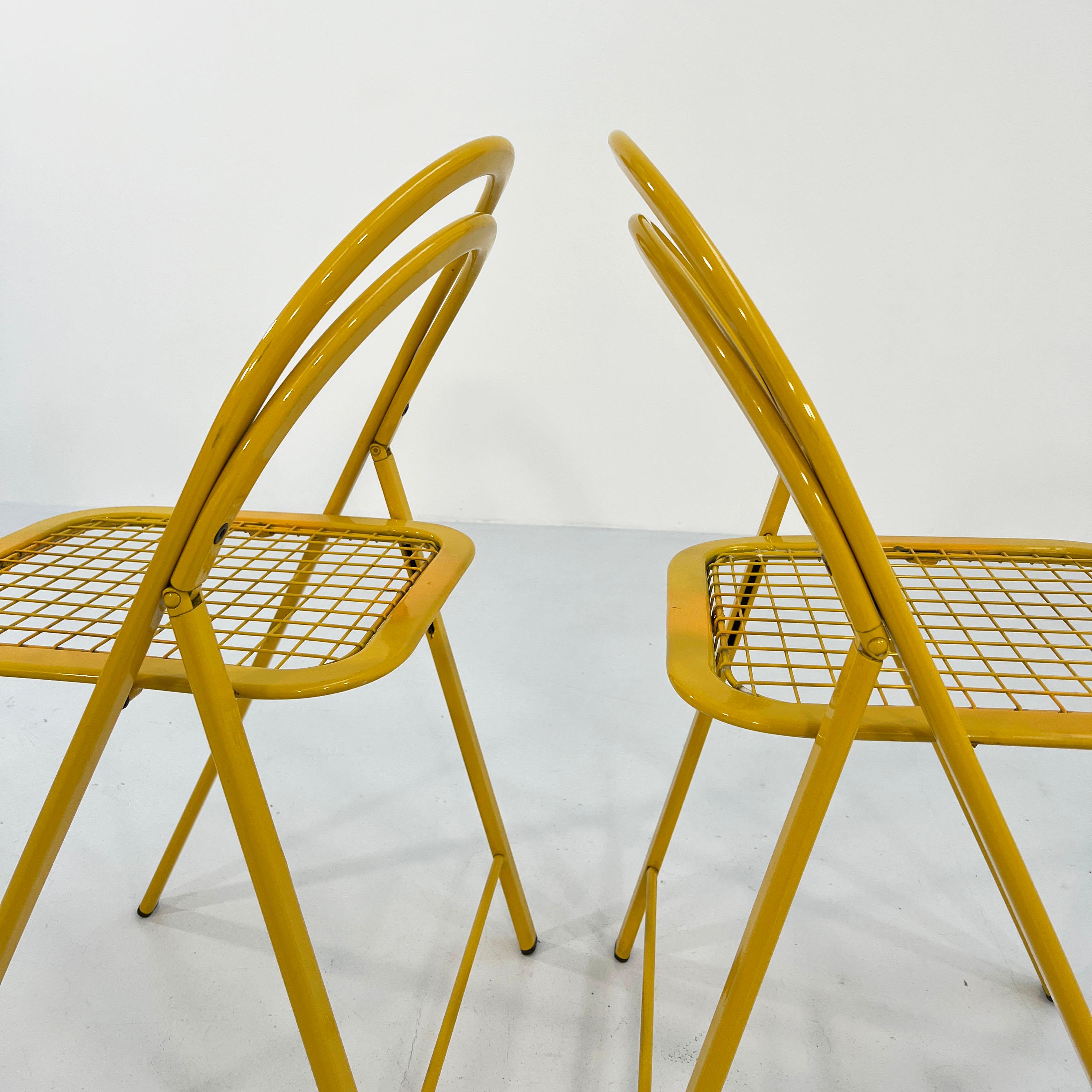 Yellow Italian Folding Chair in Metal, 1970s at 1stDibs