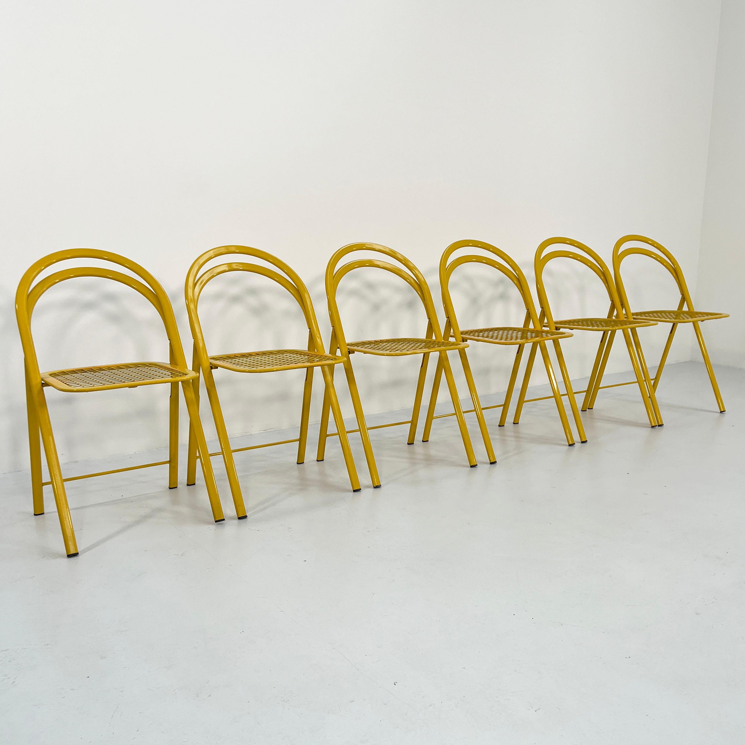Yellow Italian Folding Chair in Metal, 1970s at 1stDibs