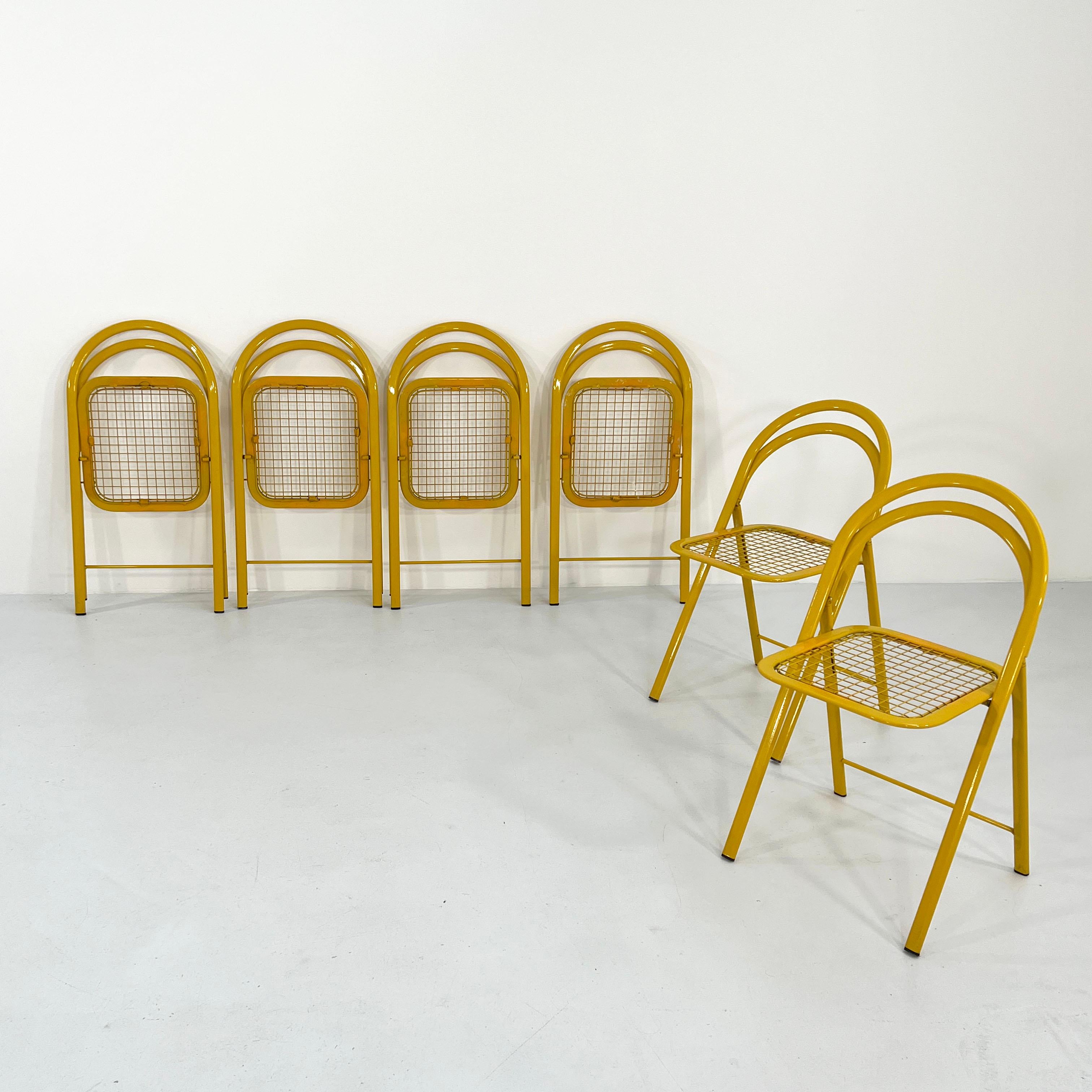 Yellow Italian Folding Chair in Metal, 1970s at 1stDibs