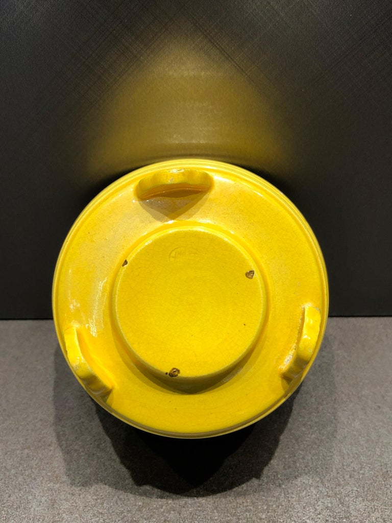 Yellow Kyouyaki Incense Burner with Silver Lid with Lotus Design ...