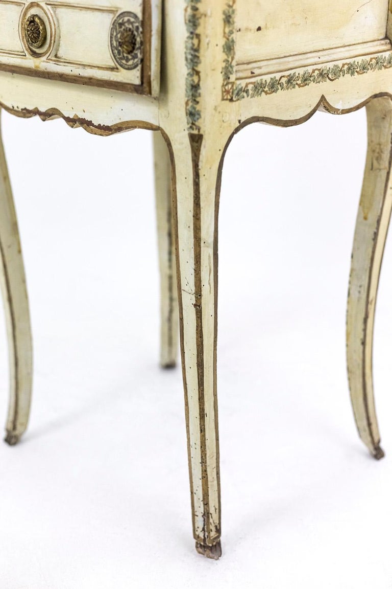 Yellow Lacquered Bedside Table with Drawers and Gilt Bronze, Louis XV ...