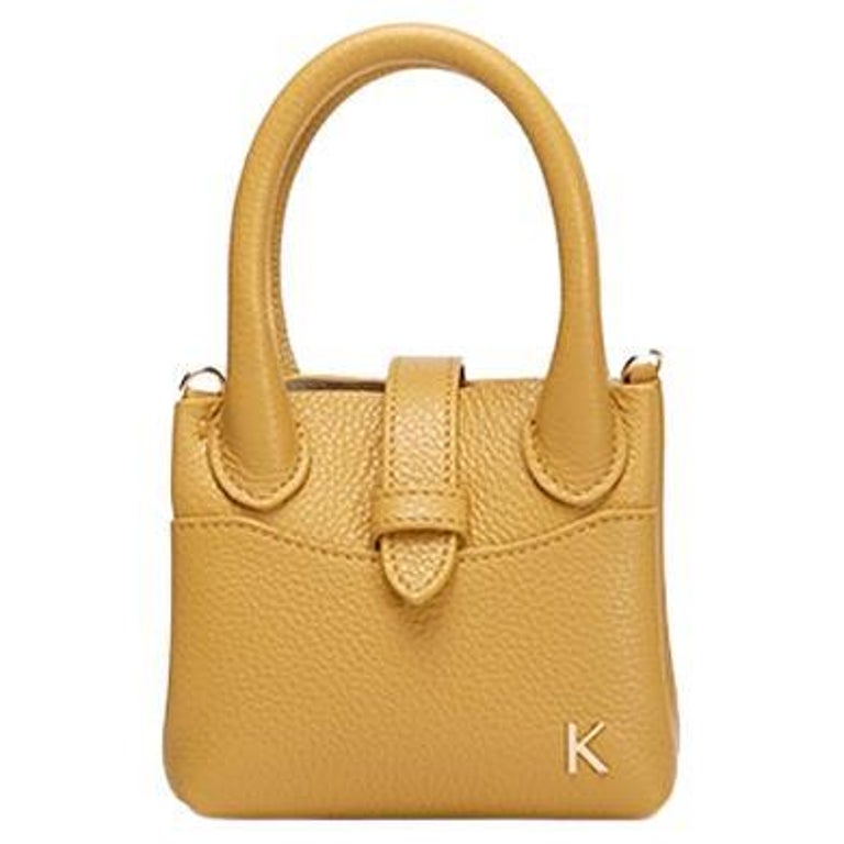 Yellow leather mini shoulder bag NWOT at 1stDibs