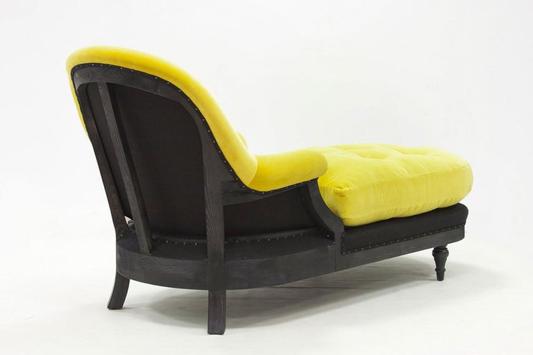 Yellow Meridienne Long Chair with Velvet Fabric For Sale at 1stDibs