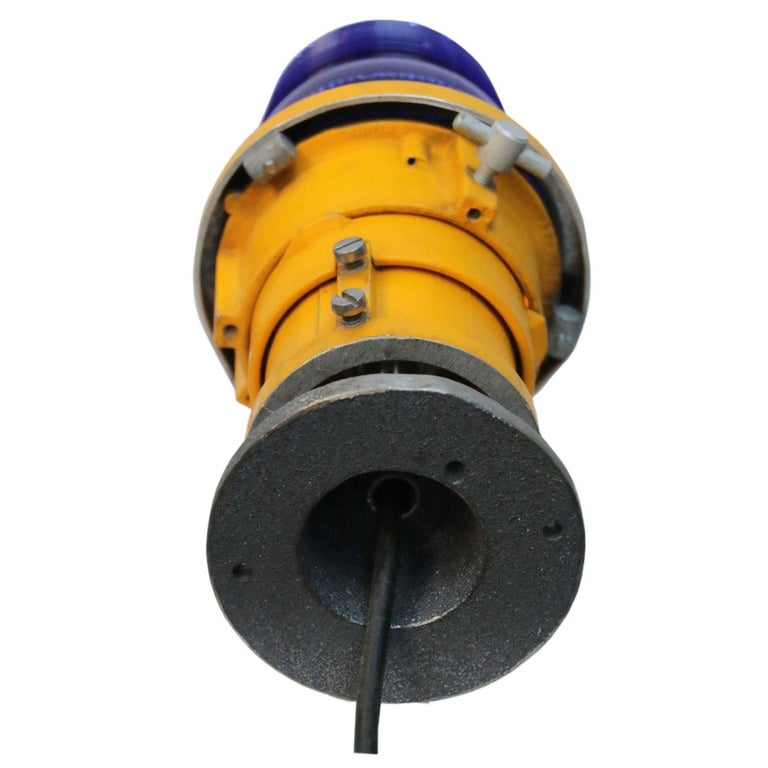 Yellow Metal Airport Runway Blue Glass Wall Lights Scones For Sale at ...