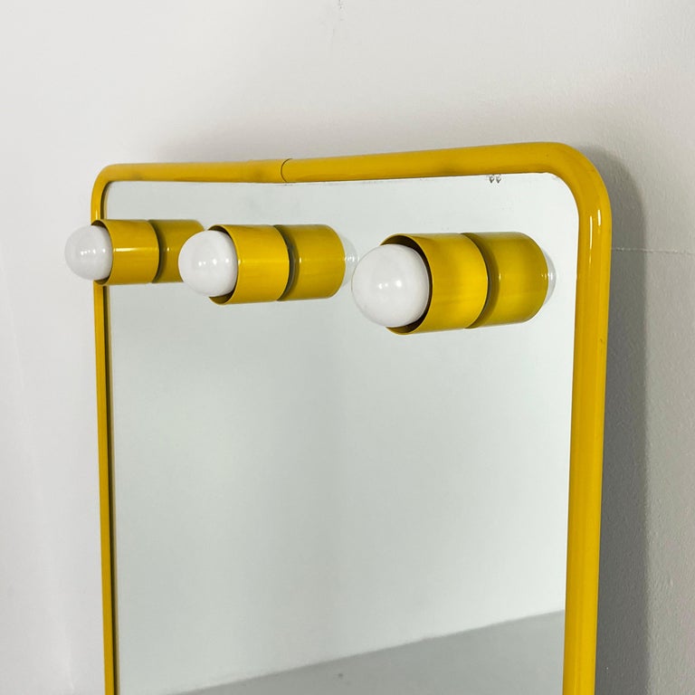 Yellow Metal Mirror with Lights, 1970s For Sale at 1stDibs