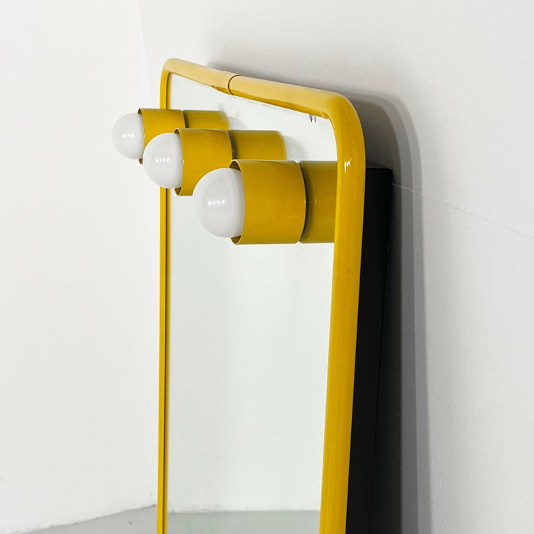 Yellow Metal Mirror with Lights, 1970s For Sale at 1stDibs