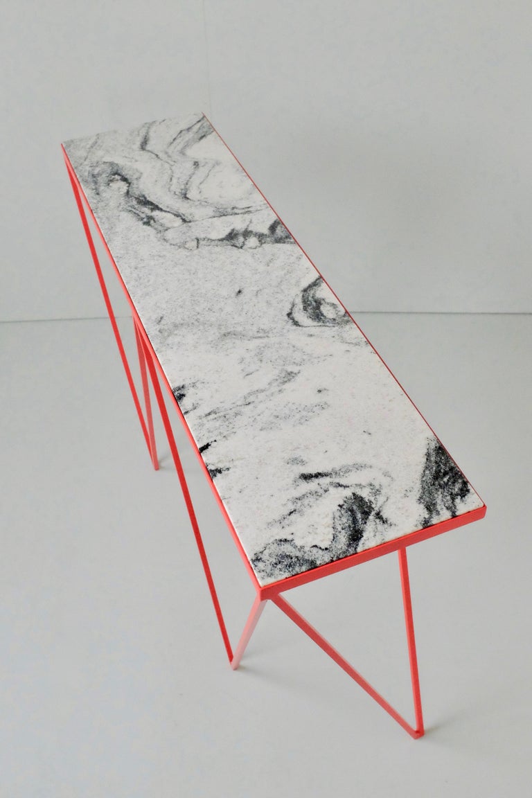 Yellow Modern Steel Console Table with Granite Top - Customizable For ...