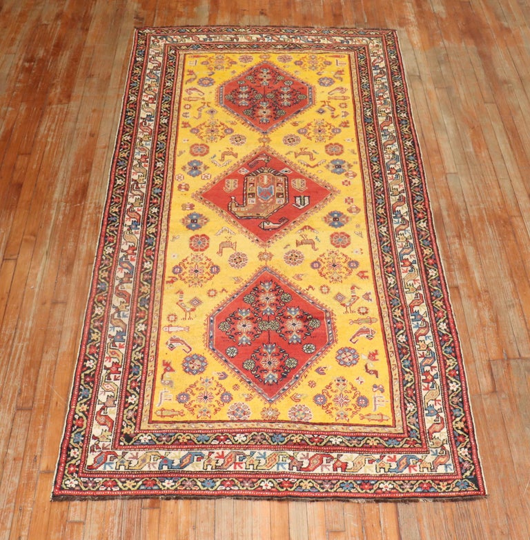 Yellow Northwest Persian Tribal Rug For Sale at 1stDibs