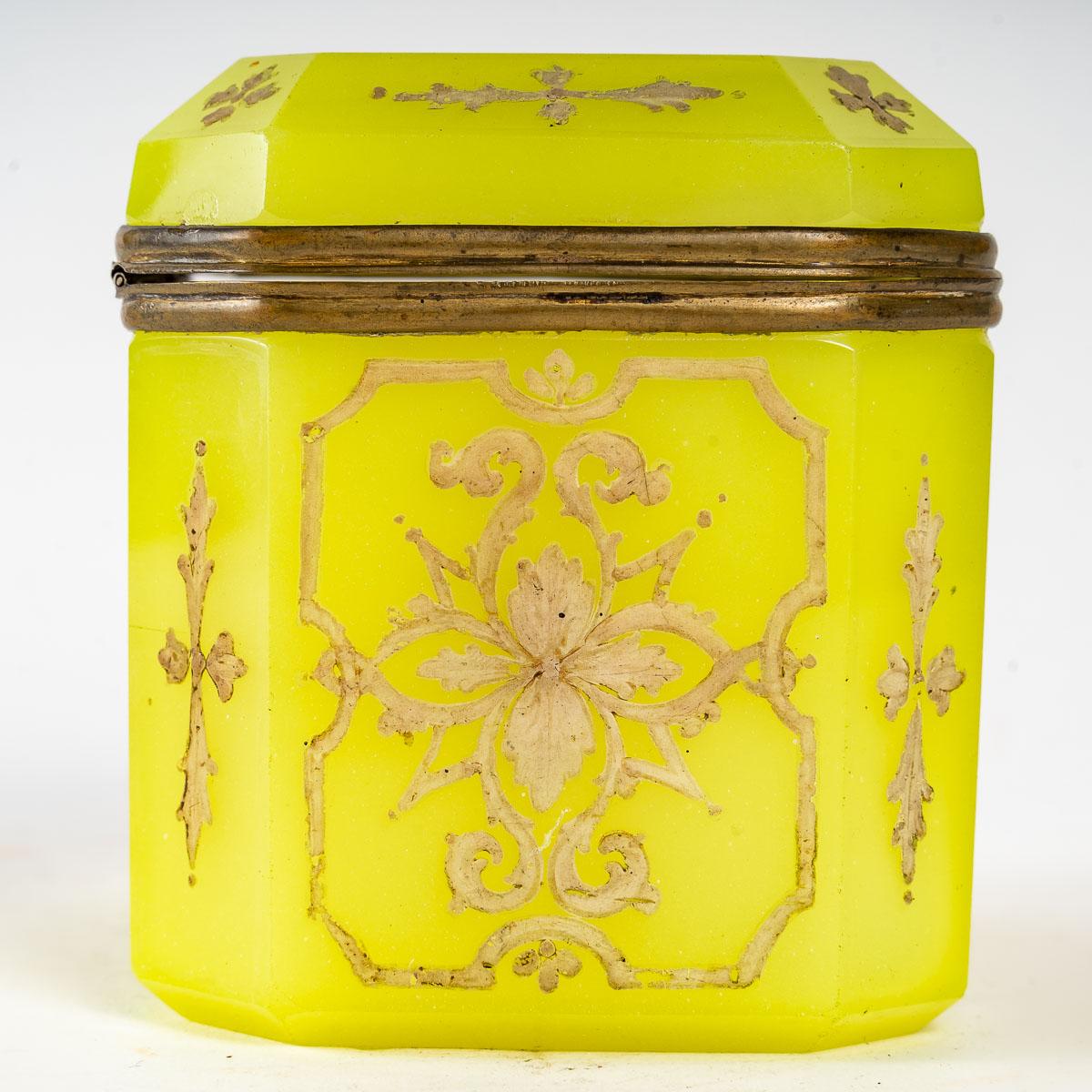 Yellow Opaline Box, 19th Century at 1stDibs