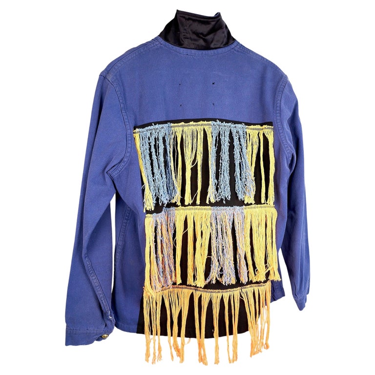 Yellow Orange Fringe Jacket Blue French Work Wear Light Blue Glitter ...