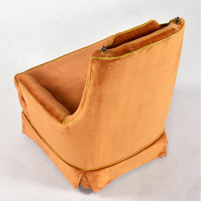 Yellow Orange Velvet Tufted High Back Lounge Chair Set by McAfee For ...