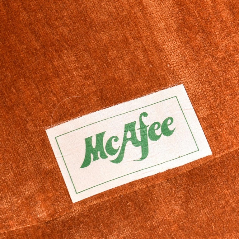 Yellow Orange Velvet Tufted High Back Lounge Chair Set by McAfee For ...