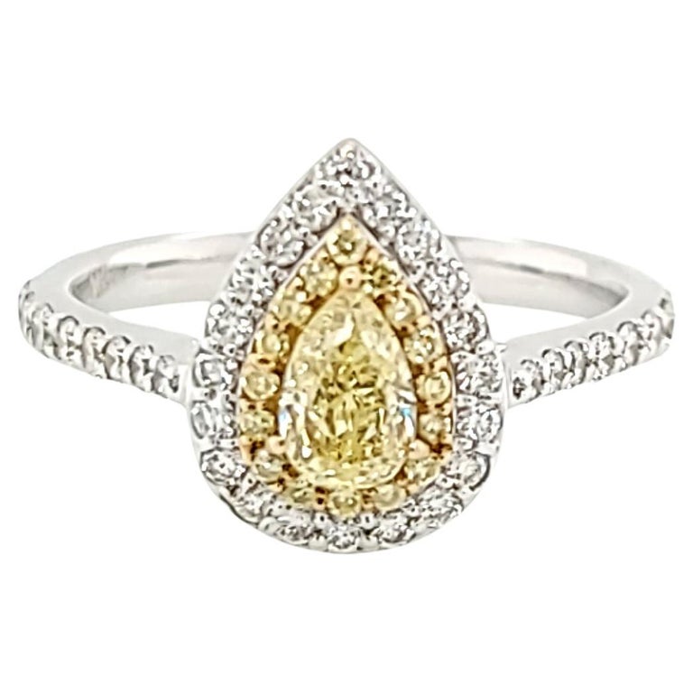 Yellow Pear Shape Diamond Engagement Ring Set in 18k Gold at 1stDibs
