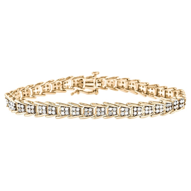 Yellow-Plated .925 Sterling Silver 2.0 Carat Diamond Tennis Bracelet ...