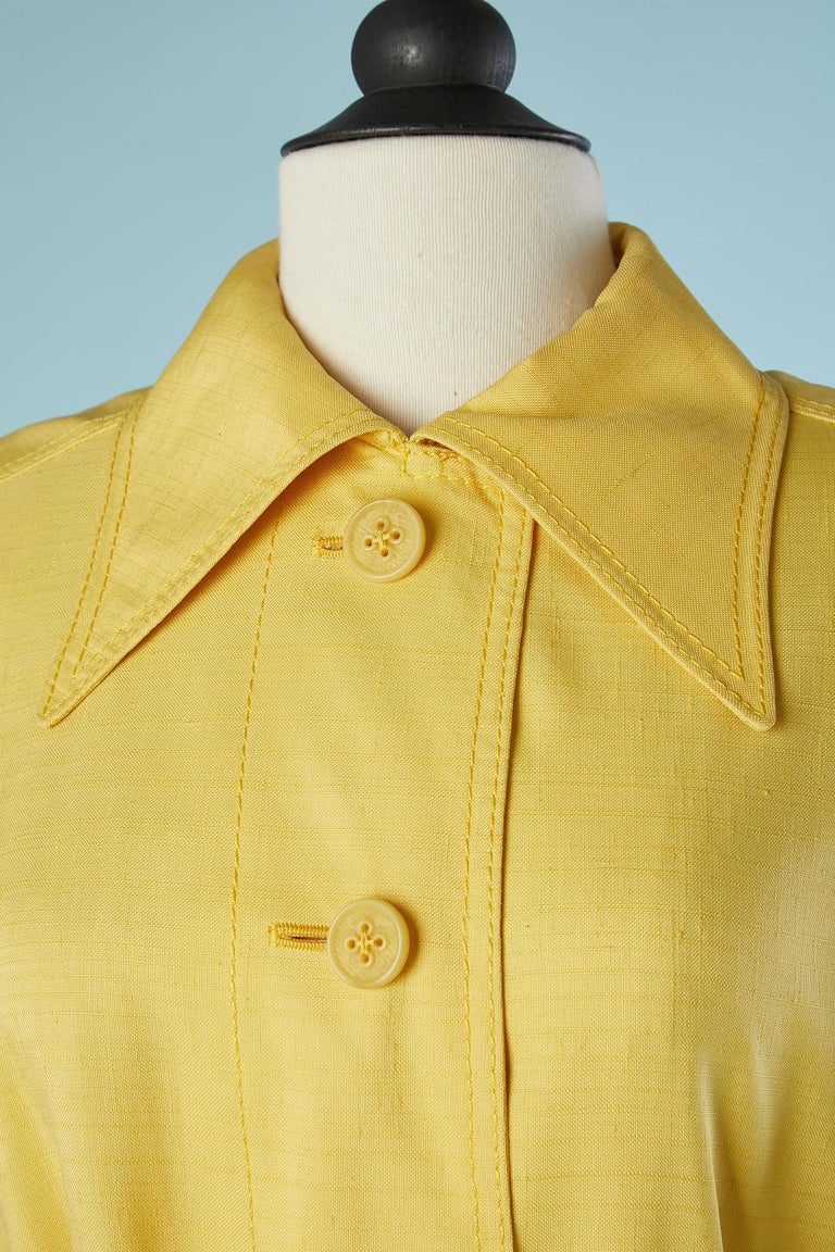 Yellow raw-silk coat COJANA For Harrods Circa 1970's For Sale at 1stDibs