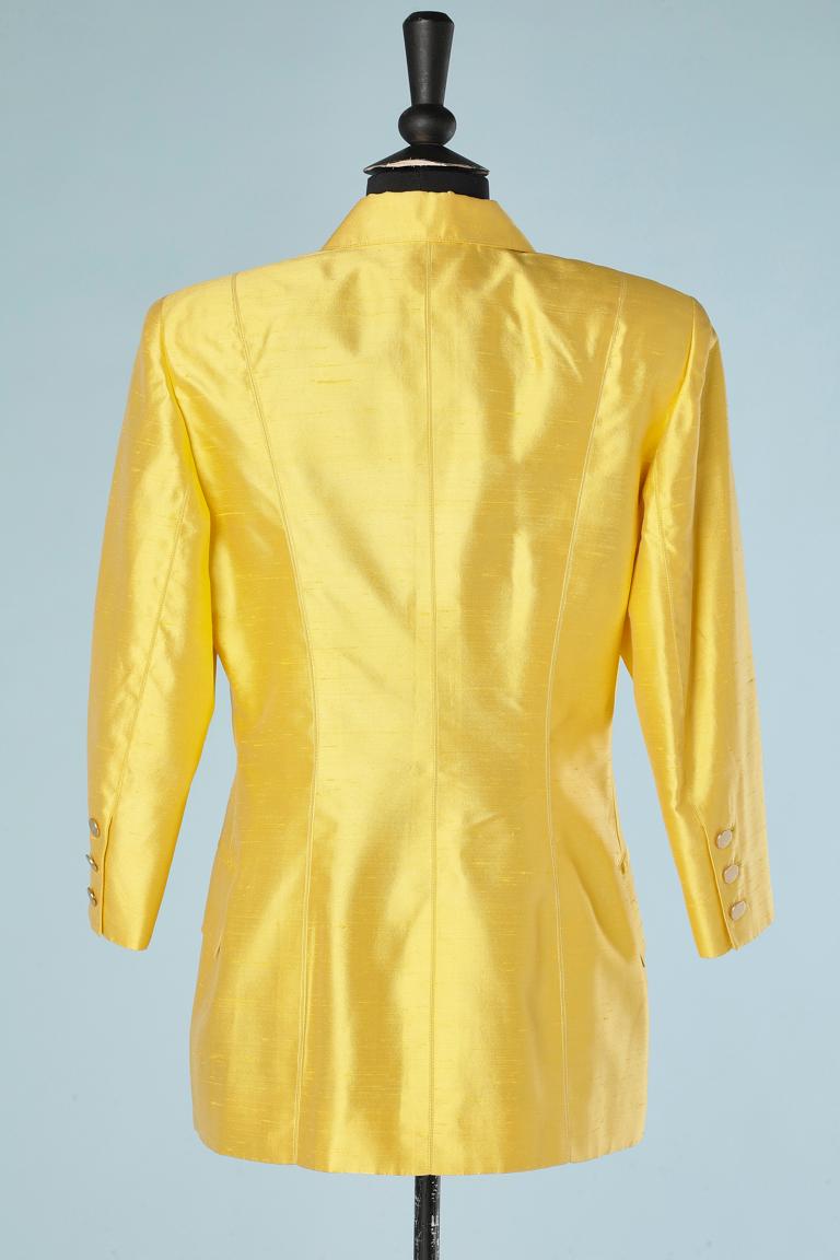 Yellow raw silk single breasted evening jacket Montana For Sale at 1stDibs