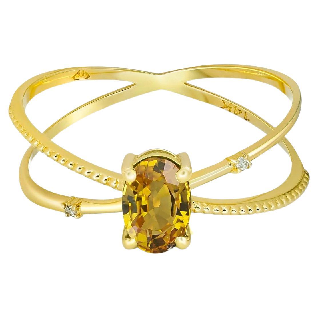 Yellow sapphire 14k gold ring For Sale at 1stDibs