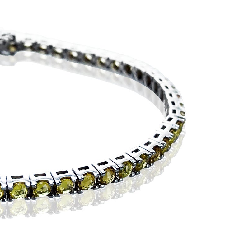 Yellow Sapphire 4 42 Carats In 18kt White Gold Corone Tennis Bracelet