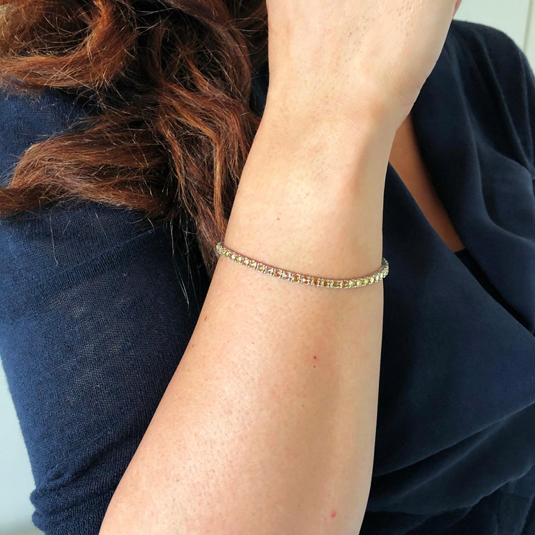 Yellow Sapphire 4 42 Carats In 18kt White Gold Corone Tennis Bracelet