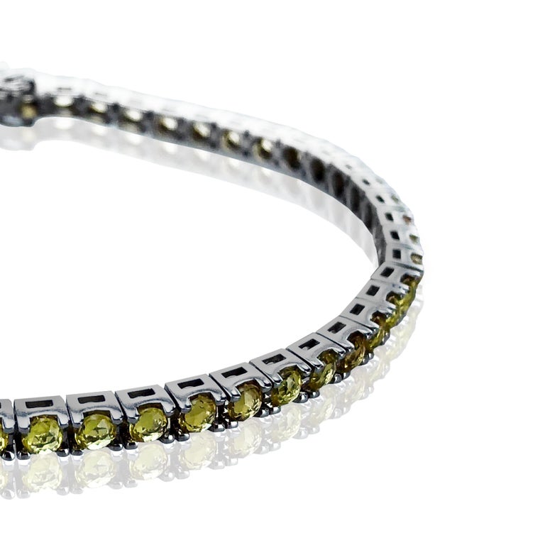4 77 Carat Yellow Sapphire 18 Kt Black Gold Unisex Tet Tennis Bracelet