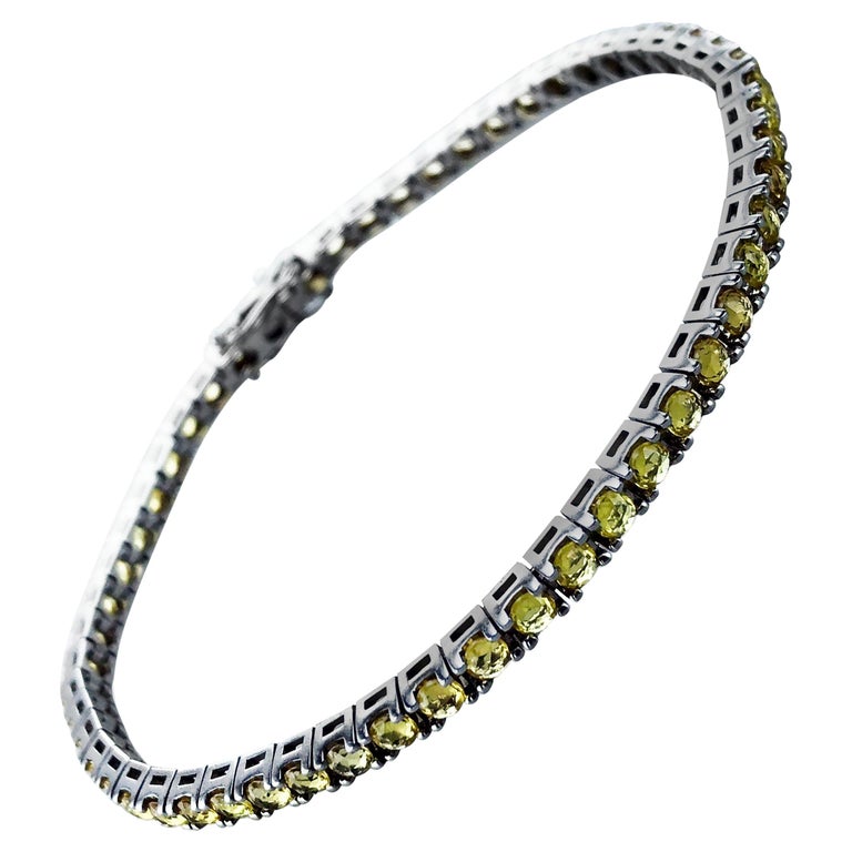 4 77 Carat Yellow Sapphire 18 Kt Black Gold Unisex Tet Tennis Bracelet