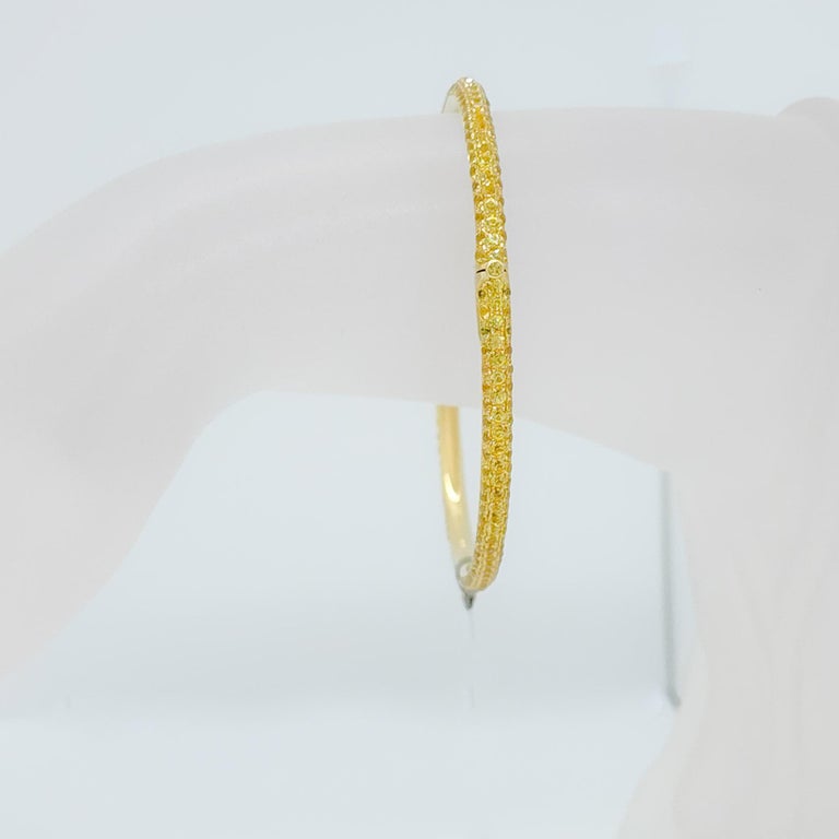 Yellow Sapphire Pave Bangle in 18k Yellow Gold For Sale at 1stDibs