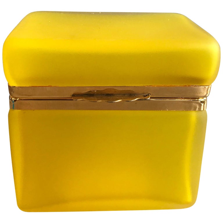 Yellow Satin Glass Box at 1stDibs