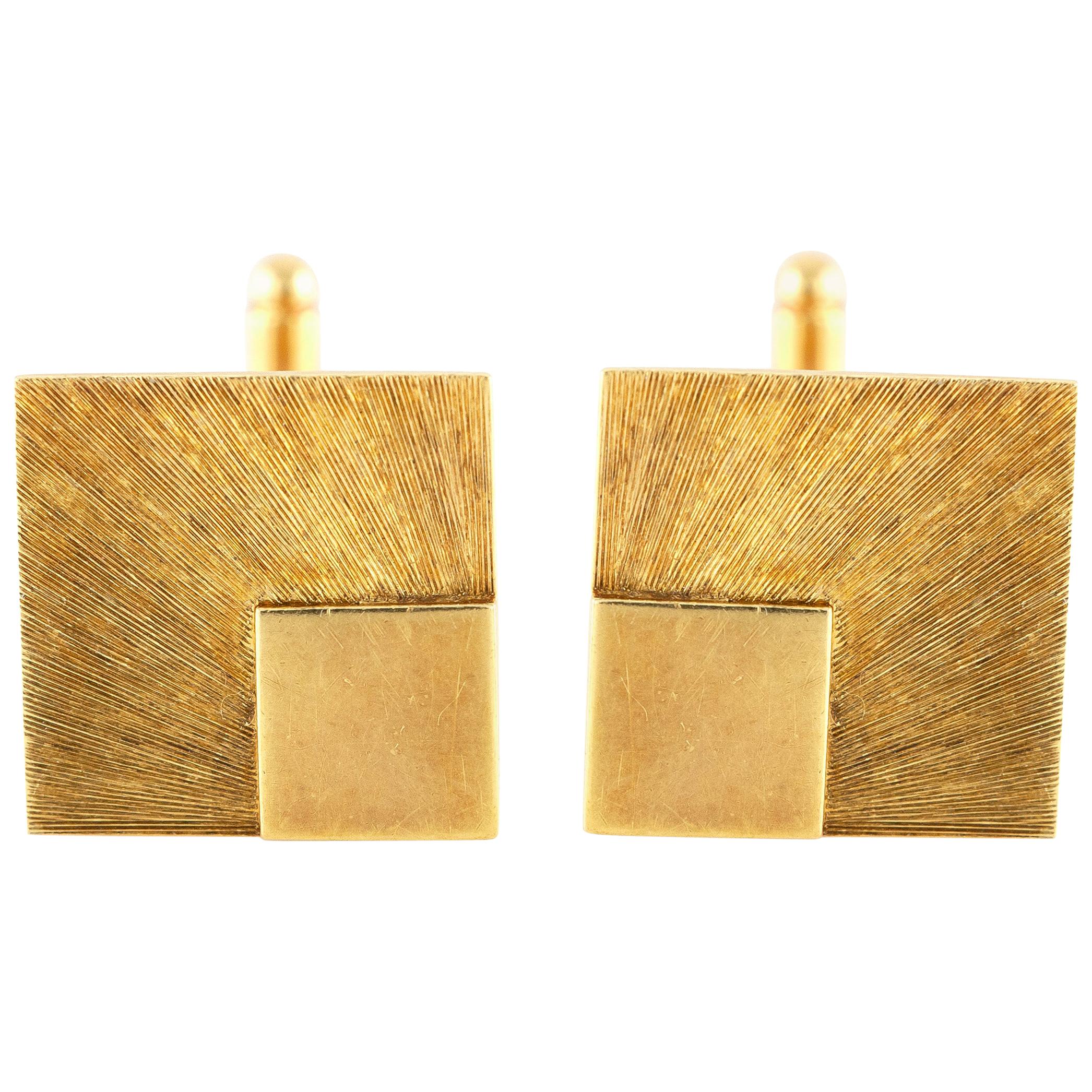 Square Gold X Design Cufflinks For Sale at 1stDibs