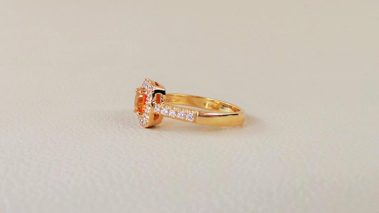 Yellow Square Sapphire 0.80K Diamonds 0.34K Yellow Gold Engagement Ring ...