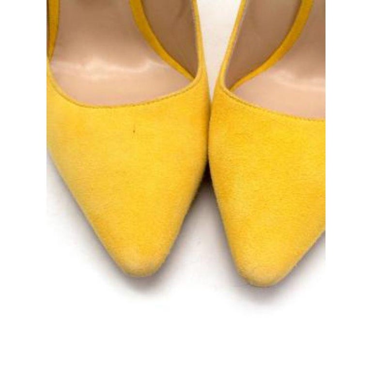 Yellow Suede Point Toe Heeled Pumps For Sale at 1stDibs