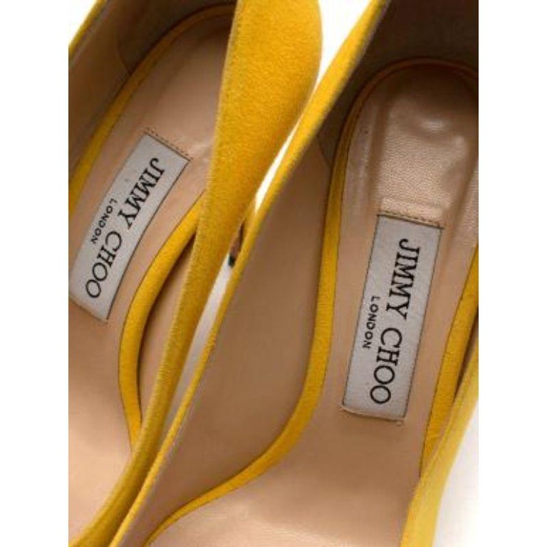 Yellow Suede Point Toe Heeled Pumps For Sale at 1stDibs