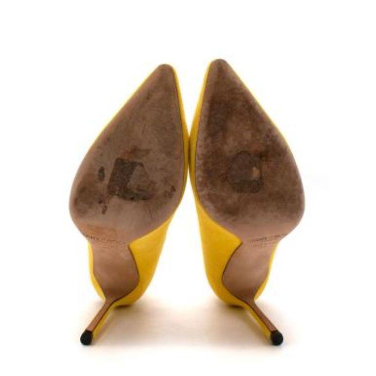 Yellow Suede Point Toe Heeled Pumps For Sale at 1stDibs