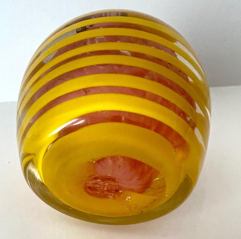 Yellow Swirl Art Glass Paperweight For Sale at 1stDibs