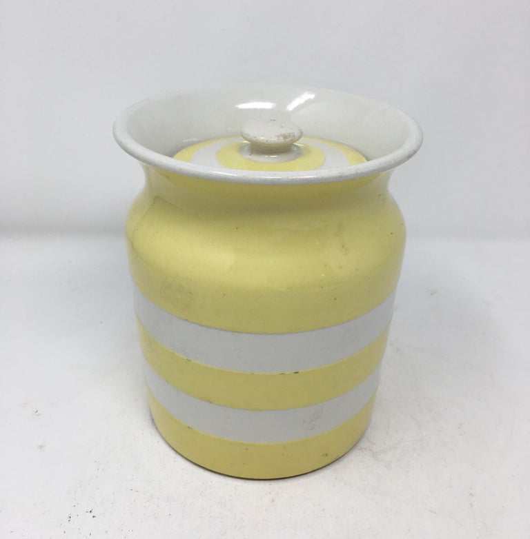 Yellow T. G. Green Cornishware Cannister with Lid For Sale at 1stdibs