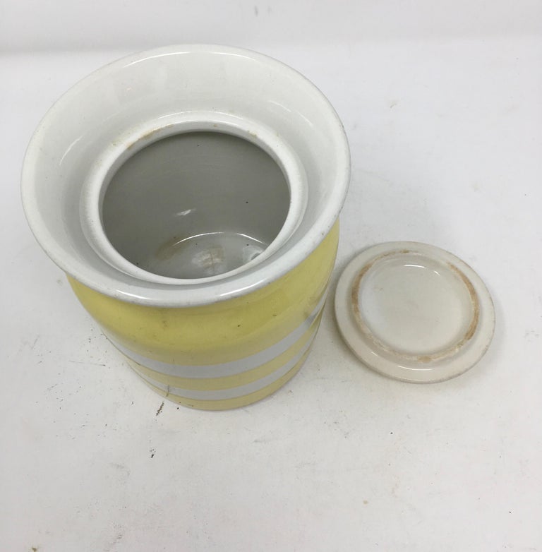 Yellow T. G. Green Cornishware Cannister with Lid at 1stDibs