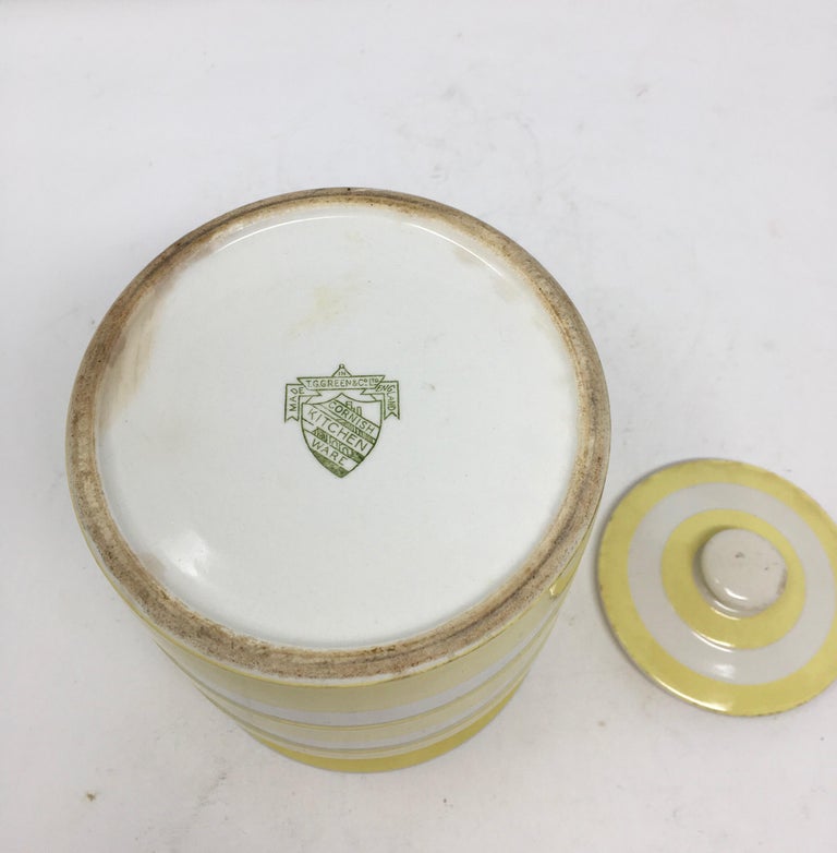 Yellow T. G. Green Cornishware Cannister with Lid at 1stDibs
