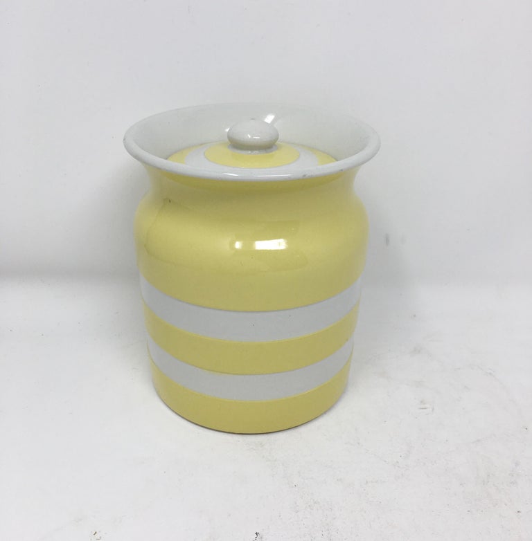 Yellow T. G. Green Cornishware Small Cannister with Lid at 1stDibs