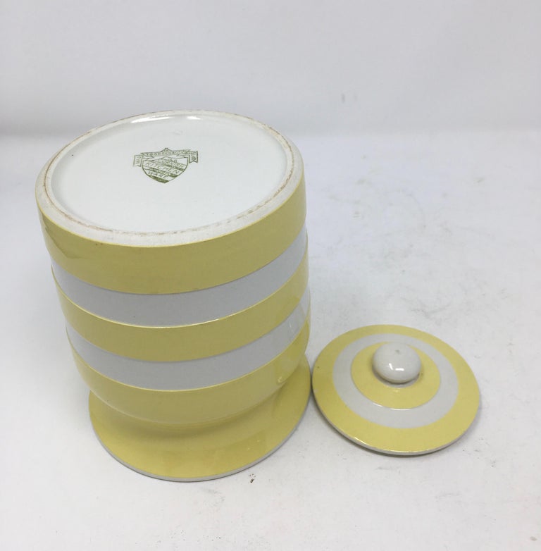 Yellow T. G. Green Cornishware Small Cannister with Lid at 1stDibs