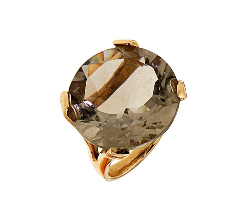 Yellow Topaz Grey Topaz Rock Crystal 18 Karat Rose Gold Cocktail Ring ...