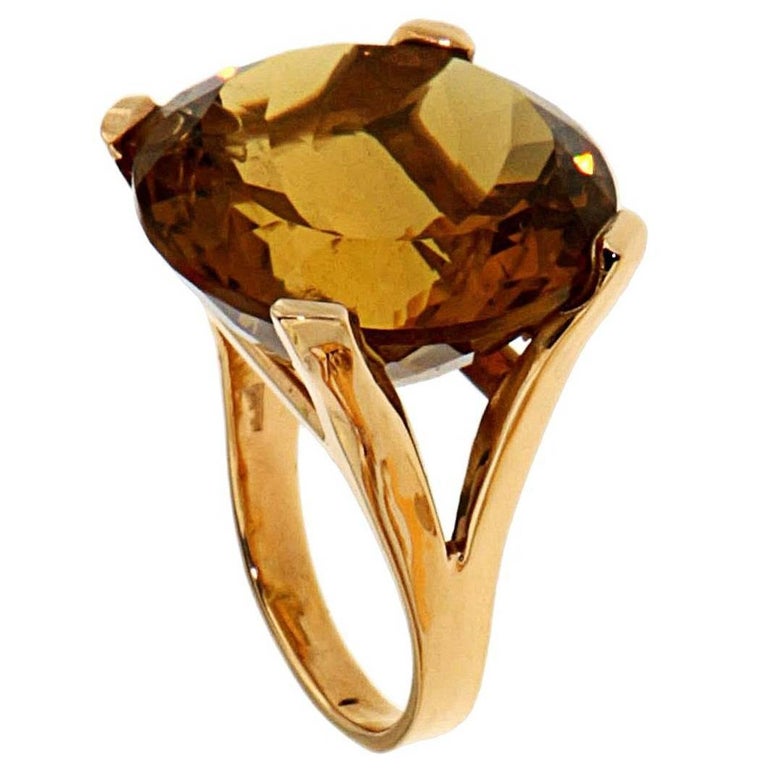 Yellow Topaz Grey Topaz Rock Crystal 18 Karat Rose Gold Cocktail Ring ...