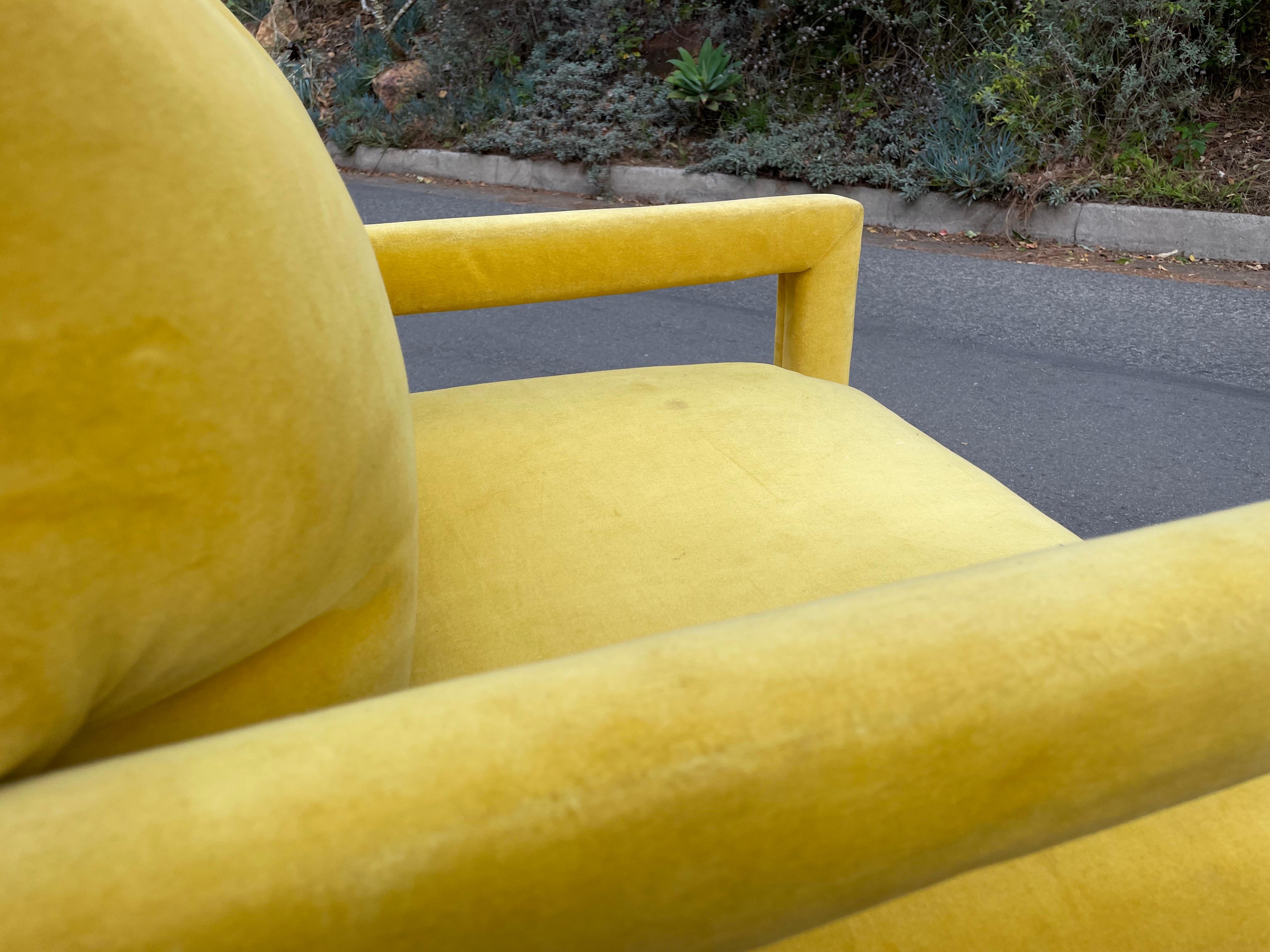 Yellow Velvet Milo Baughman Parsons Chairs, Pair. 1960s. For Sale at ...