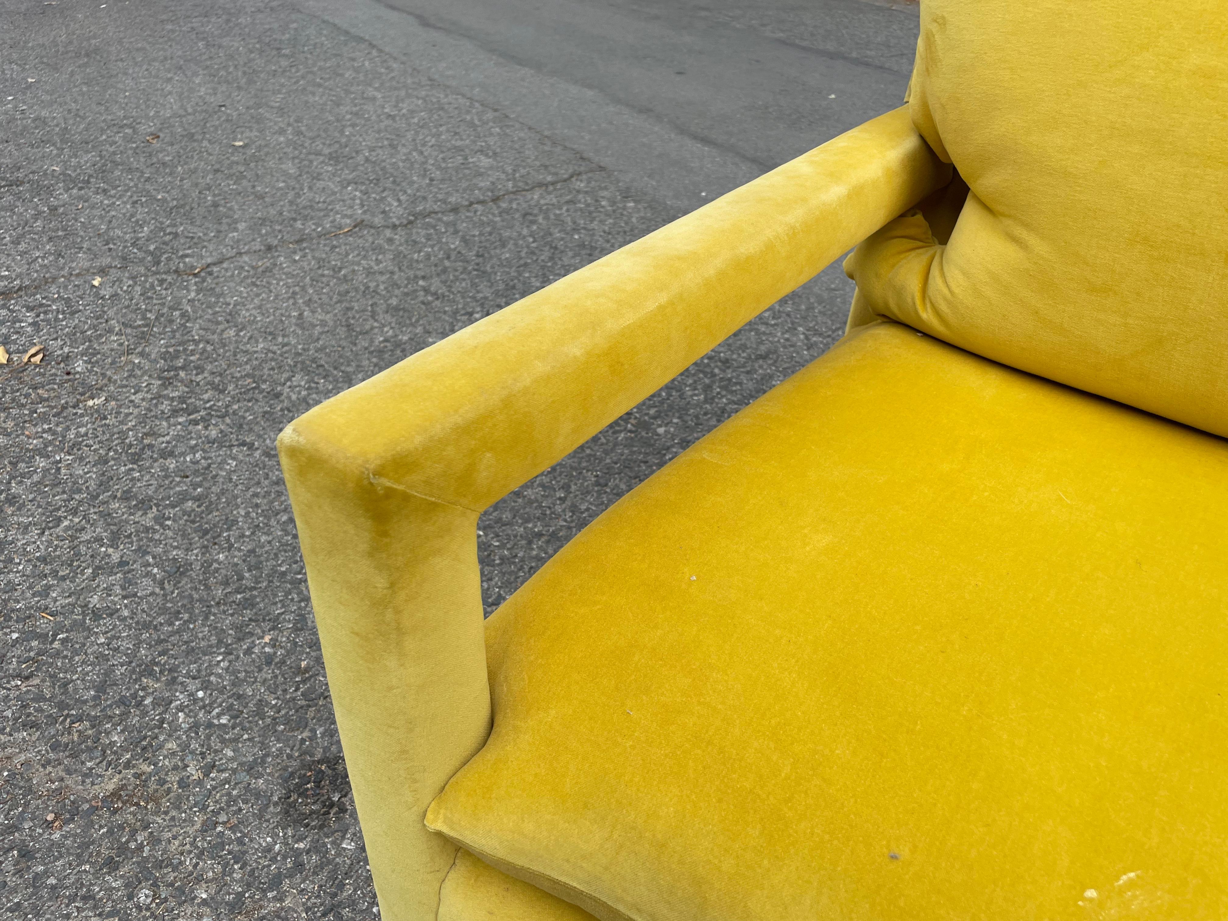 Yellow Velvet Milo Baughman Parsons Chairs, Pair. 1960s. For Sale at ...