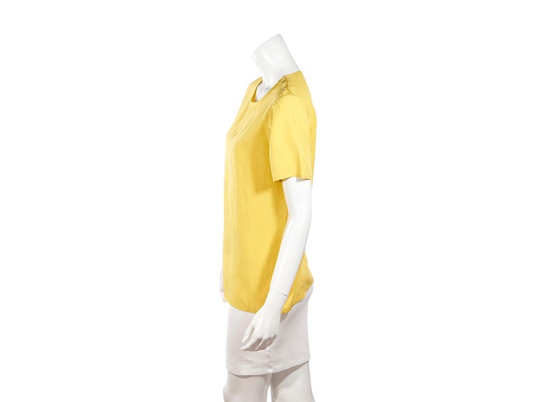 Yellow Vintage Chanel Silk Short-Sleeve Top For Sale at 1stDibs