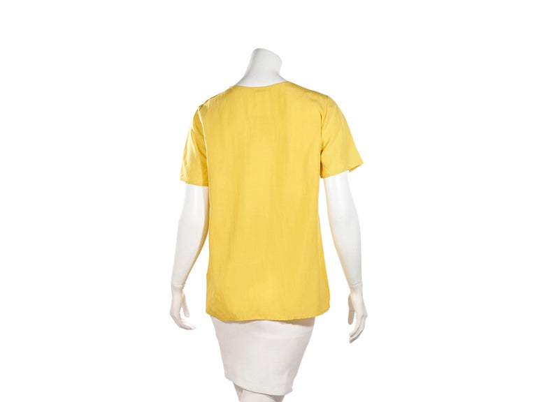 Yellow Vintage Chanel Silk Short-Sleeve Top For Sale at 1stDibs